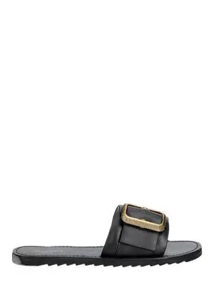 ALLSAINTS Ella Buckle Leather Slides - Black