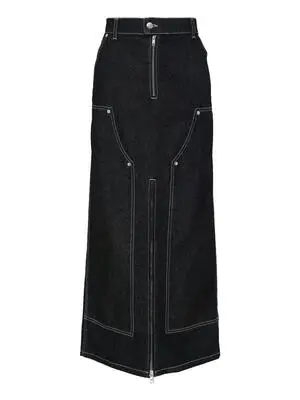 MSGM Contrast-stitch Denim Skirt - Blue