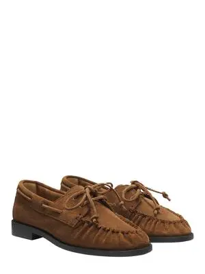 BOSS Suede Moccasins With Hand-stitched Apron Toe - Brown
