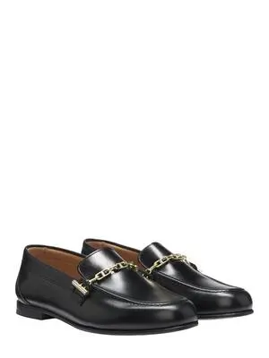 BOSS Leather Loafers With Chain Trim - Black