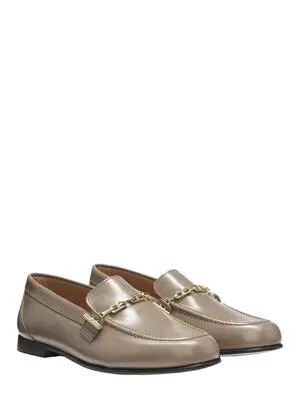 BOSS Leather Loafers With Chain Trim And Logo Detail - Brown