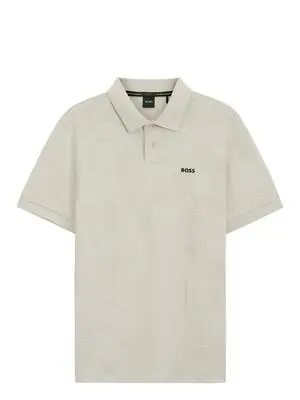 BOSS Regular-fit Cotton Knit Polo With 3d Jacquard Design - Light Beige