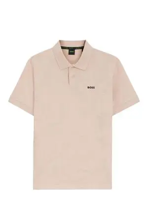BOSS Regular-fit Cotton Knit Polo With 3d Jacquard Design - Light Orange