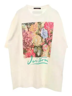 LOUIS VUITTON Flower-print Cotton T-shirt - Neutrals