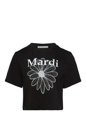 MARDI MERCREDI Cropped T-shirt With Floral Print - Black
