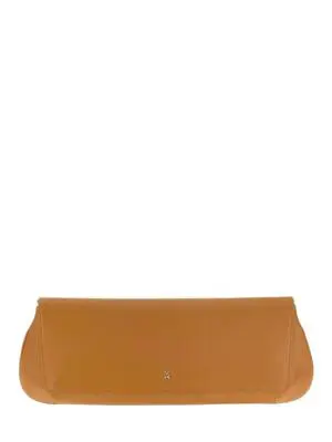 Amina Muaddi Ami Logo-plaque Clutch Bag - Neutrals