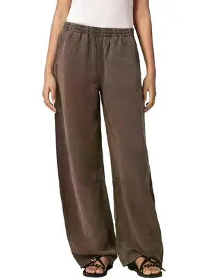 ALLSAINTS Jett Elasticated-Waistband Wide-Leg Trousers Brown
