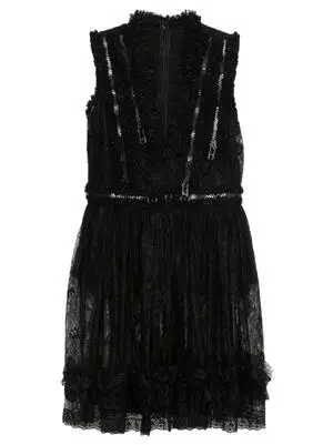 Givenchy Lace-trimmed Ruffled Mini Dress - Black