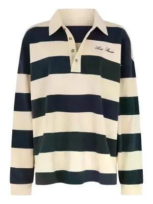 Love Stories Striped Long-sleeve Polo Shirt - Blue