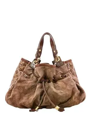 LOUIS VUITTON Louis Vuitton Irene Handbag Monogram Embossed Suede And Patent Shoulder Bag