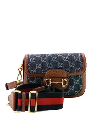 Gucci Horsebit 1955 Gg Denim Mini Shoulder Bag - Blue