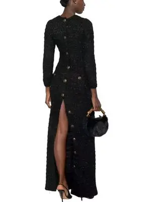 Balenciaga Tweed Maxi Dress - Black