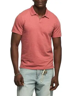 Lucky Brand Johnny Collar Slub Jacquard Polo - Cowhide