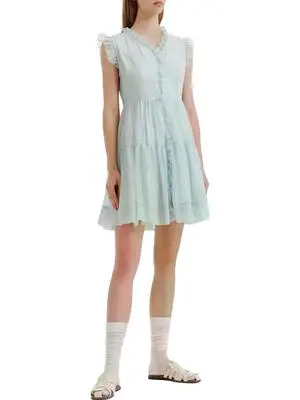 B+AB Ruffled Mini Dress - Blue