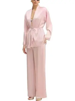 FRACOMINA Satin Palazzo Trousers - Pink