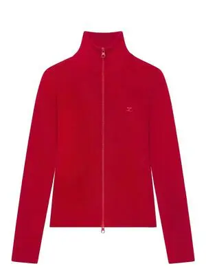 COURREGES Embroidered Logo Zip Cardigan - Red