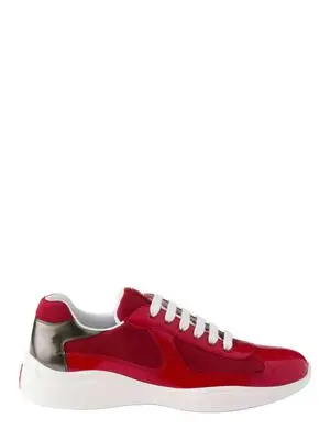 Prada America's Cup Patent Leather And Technical Fabric Sneakers - Red