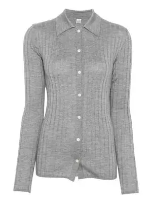 TOTEME Ribbed Knit Cardigan - Grey