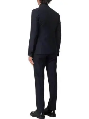 Emporio Armani Double-breasted Virgin-wool Suit - Black