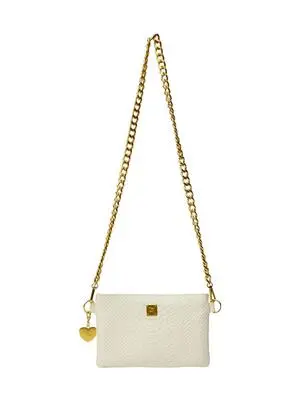 THINK ROYLN Quilted Leather Crossbody Bag With Chain Strap - Cream Python Leather