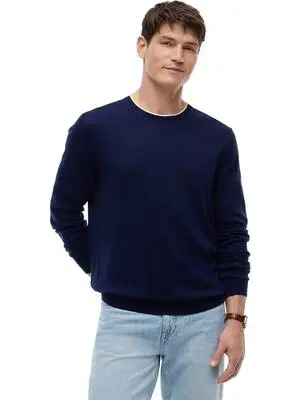 Tommy Hilfiger Regular Fit Tipped Crewneck Sweater In Organic Cotton - Light Navy