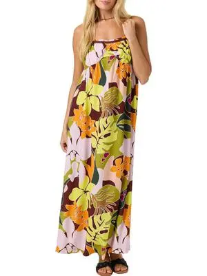 O'Neill Natasha Tropical Print Maxi Dress - Chartreuse