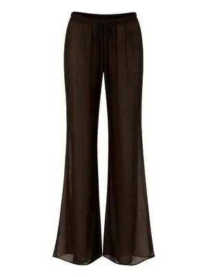 CONCEPT A TROIS Espresso Chiffon Flared Pants - Brown