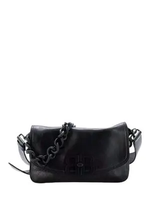 Balenciaga Bb Soft Flap Leather Shoulder Bag - Black