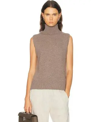 Brandon Maxwell Bruno Sleeveless High Neck Vest - Truffle