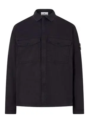 Stone Island Garment-dyed Cotton-blend Twill Overshirt - Black