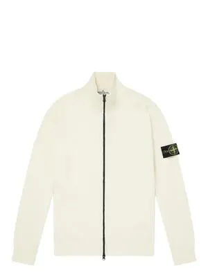 Stone Island Ribbed Cotton Zip-up Sweater - Neutrals