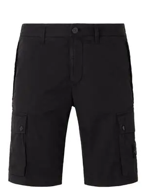 Stone Island Straight-leg Cotton-blend Twill Cargo Shorts - Black