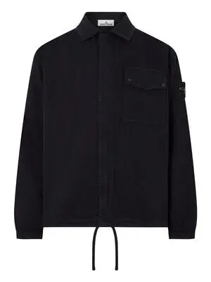 Stone Island Herringbone Cotton Overshirt - Black