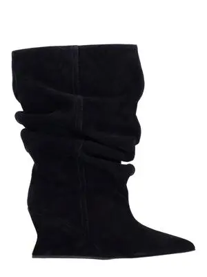 Balmain Wedge Suede Ankle Boots - Black