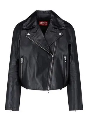 DIESEL® L-unatic Leather Biker Jacket - Black