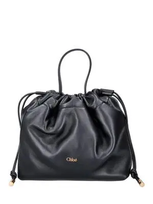 Chloé Small Lambskin Shoulder Bag With Gold Tone Chain And Logo Charms - Black