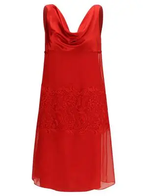 FERRAGAMO Draped Lace Dress - Red