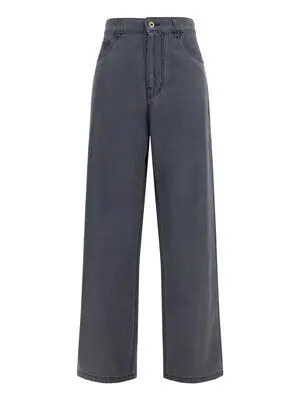 Miu Miu Cotton Jeans With Embroidered Logo - Black