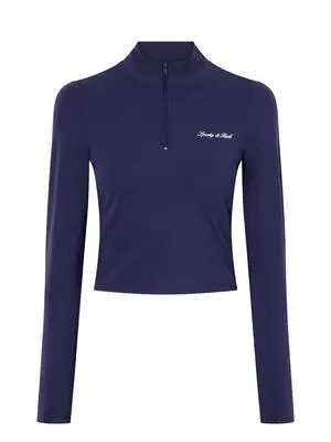 SPORTY & RICH Cropped Half-zip Jacket - Blue