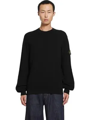 Stone Island STONE ISLAND Black Cotton Ribbed Knit Sweater Black
