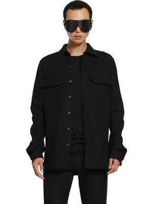 Rick Owens Temple Work Shirt In Warm Felt - Black