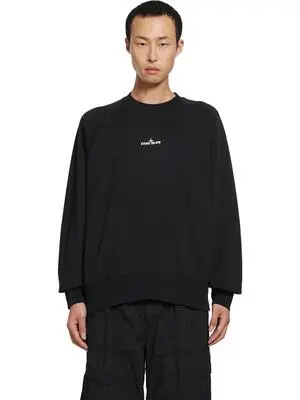 Stone Island Crewneck Sweatshirt With Graphic Logo - Black