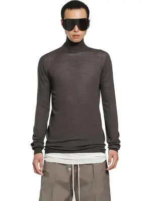 Rick Owens Darkdust Lightweight Rasato Knit Turtleneck - Brown