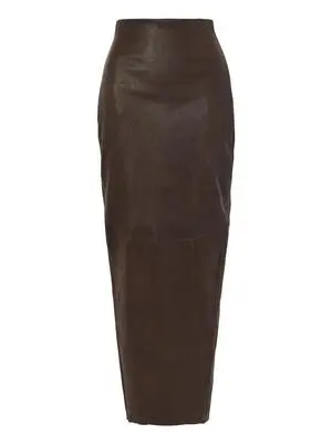 Rick Owens Dirt Pillar Textured-leather Maxi Skirt - Brown