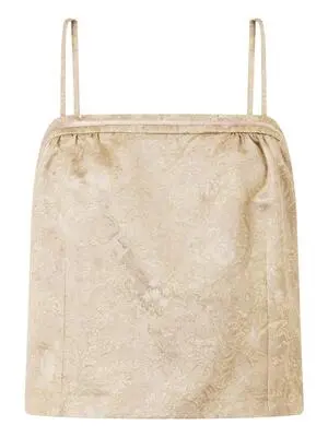 Saint Laurent Metallic Floral-jacquard Tank Top - Neutrals