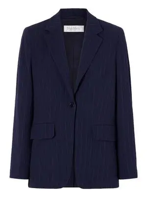 Max Mara Pinstriped Wool-blend Seersucker Blazer - Blue
