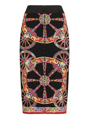 Dolce & Gabbana Carretto-print Charmeuse Long Skirt - Multicolor