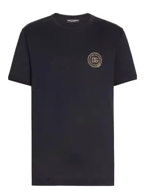 Dolce & Gabbana Cotton T-shirt With Patch - Blue