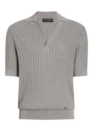 Dolce & Gabbana Silk Polo Shirt - Grey