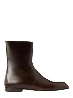 Khaite Leather Ankle Boots - Brown